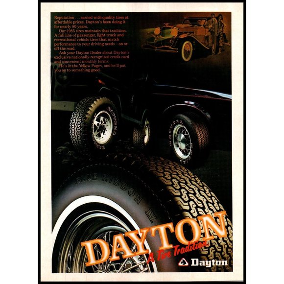 Dayton | Art | 985 Dayton Tires Daytona Radial Vintage Print Ad Car ...